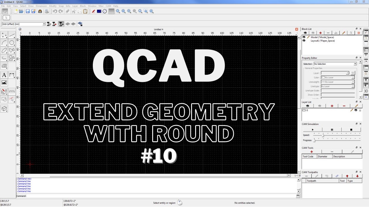 QCAD Extend geometry with round - YouTube