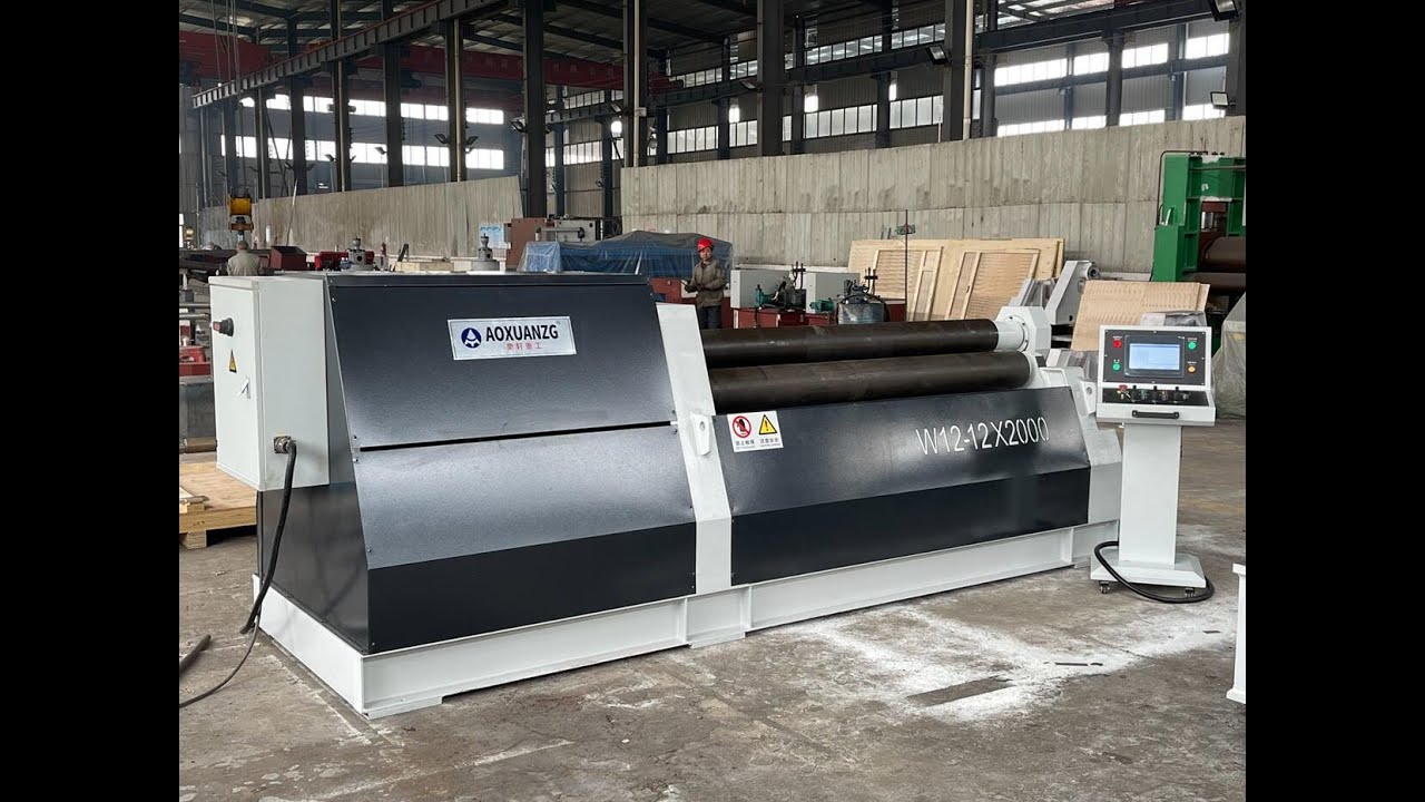 W12-12*2000MM Hydraulic CNC 4 roller plate rolling machine with pre ...