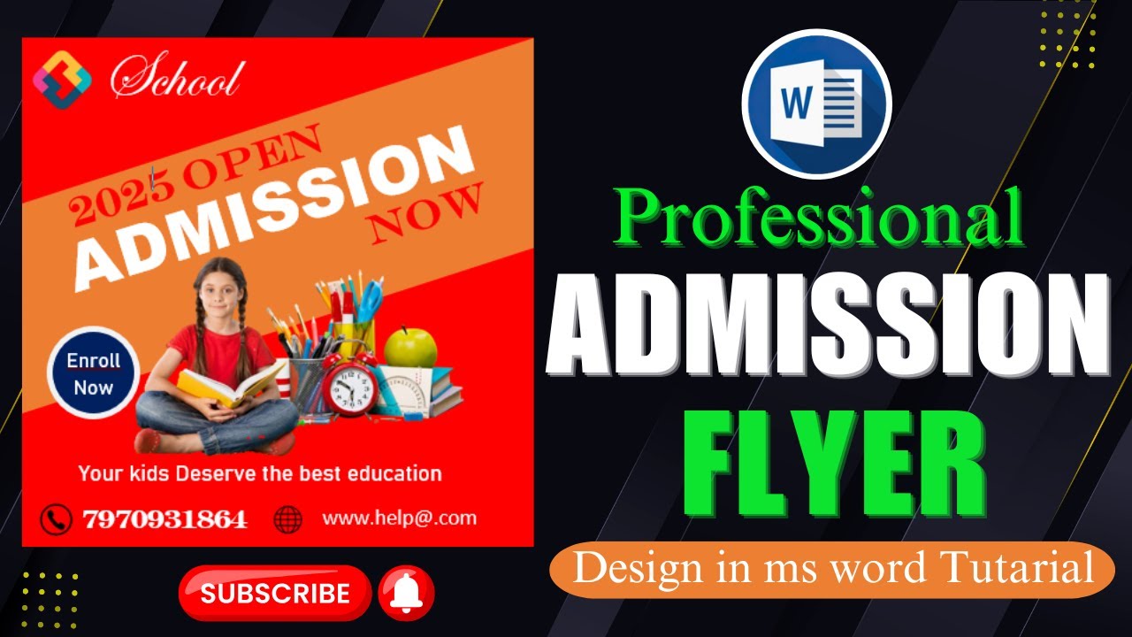 How to Make Admission Flyer Design in Ms Word || School Admission Open ...