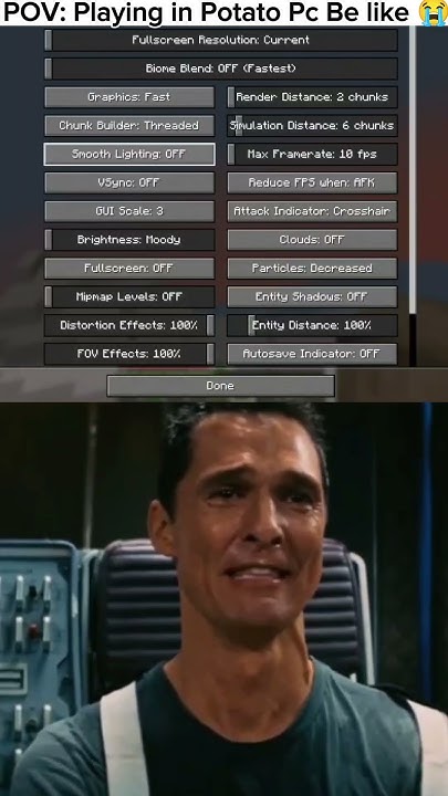 POV : Playing In Potato Pc Be like 😭|| #shorts #short #minecraft #gaming - YouTube