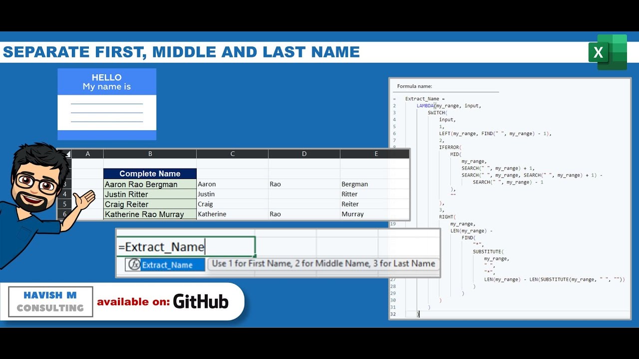 Extract First Middle And Last Name YouTube extract-first-middle-and-last-name-youtube