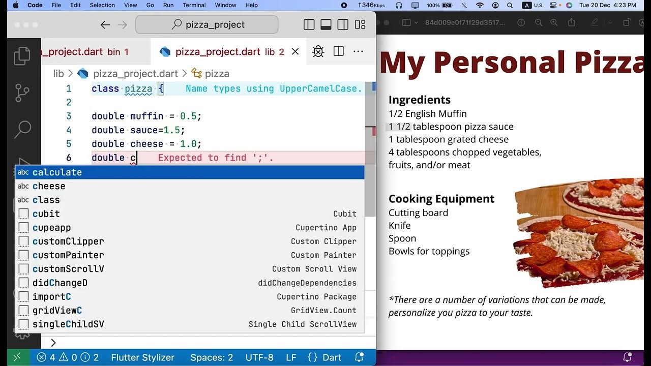4- Flutter - Dart classes and functions (Pizza Project) - YouTube