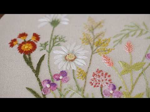 Thêu tay dãy hoa dại | Wildflower Hand Embroidery Tutorial | Slow Stitch With Me