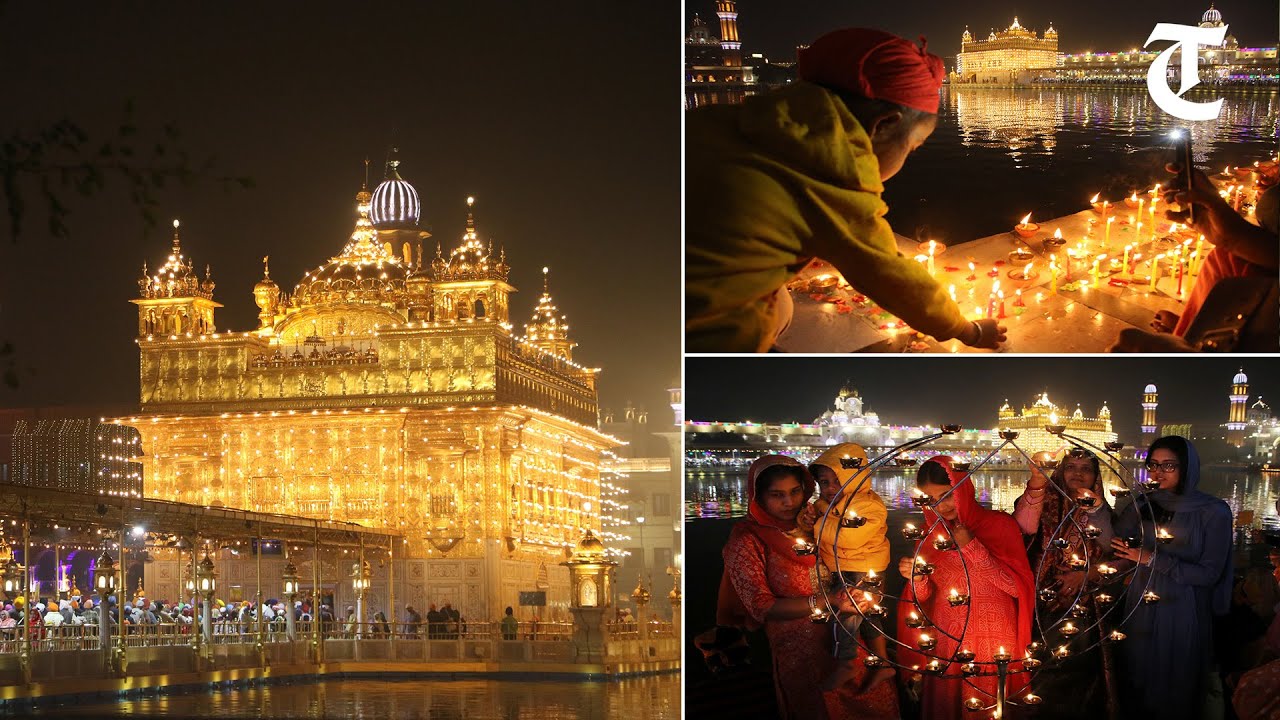 Fireworks light up the sky over Golden Temple on the occasion of ...