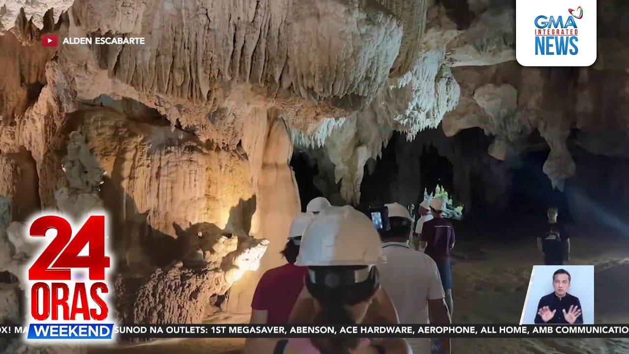 Rock formations sa kuweba at limestone bridge sa Samar; tila ruins ng ...