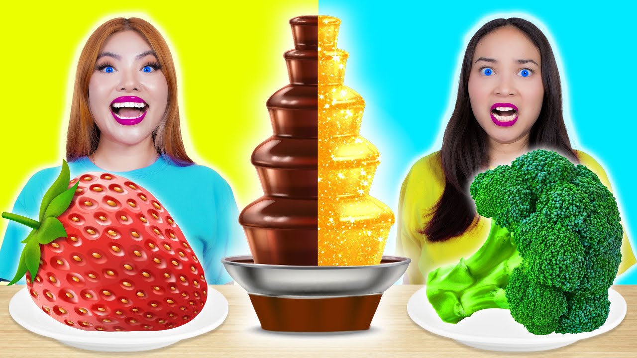 CRAZY YELLOW VS RED CHOCOLATE FONDUE CHALLENGE FOR 24 HOURS BY CRAFTY ...