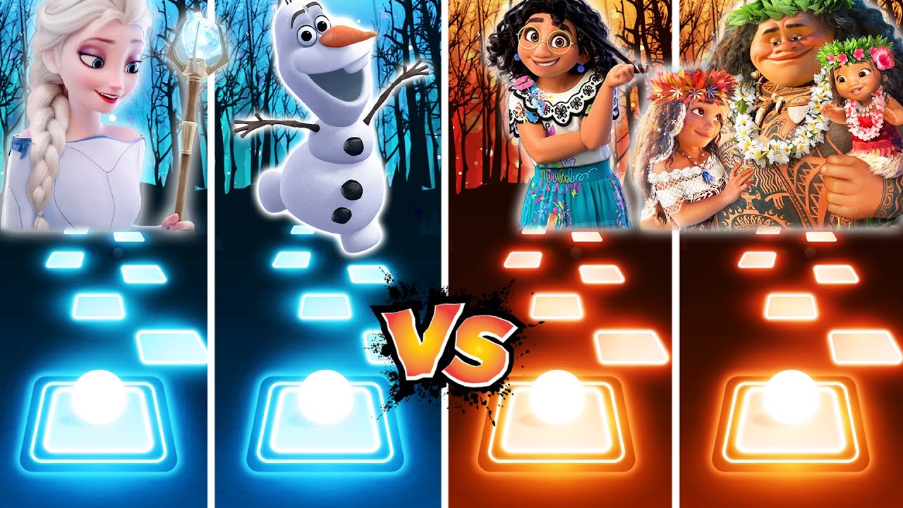 Frozen 3 Elsa & Olaf Vs Encanto Mirabel & Moana 2 Maui - Tiles Hop EDM ...