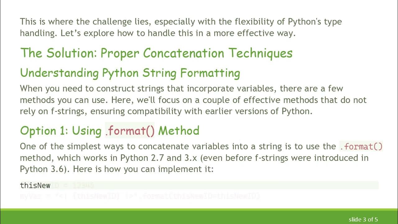 Proper Way to Concatenate Mixed Type Variables in Python - No f-strings ...