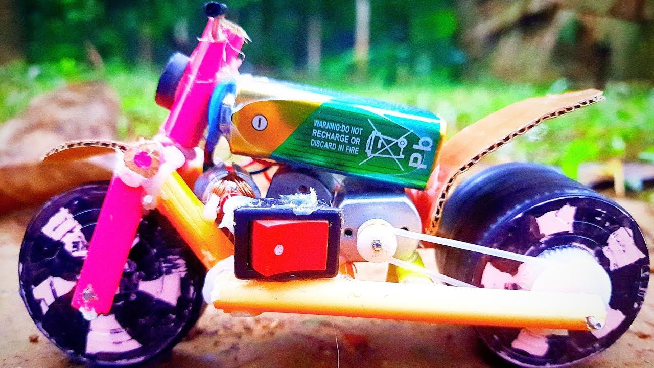 How to make pencil toy motorcycle at home . diy dc Motor bike amazing ...