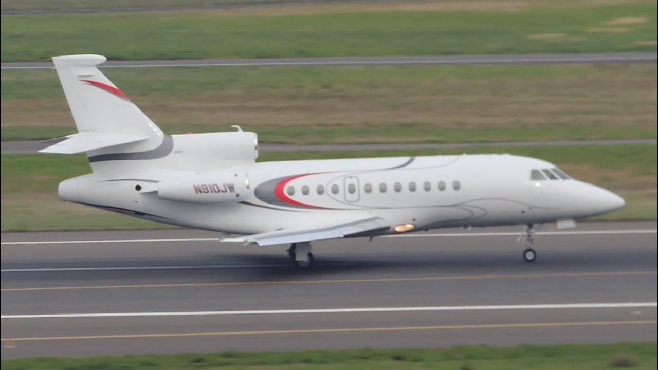 Dassault Falcon 900 [N910JW] takeoff from PDX - YouTube