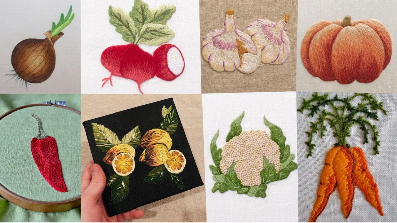 Very beautiful vegetable designs of hand embroidery for table covers ...