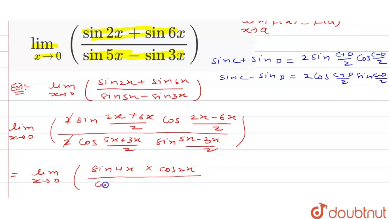  lim xto0 sin 2 X sin 6x sin 5x sin 3x YouTube