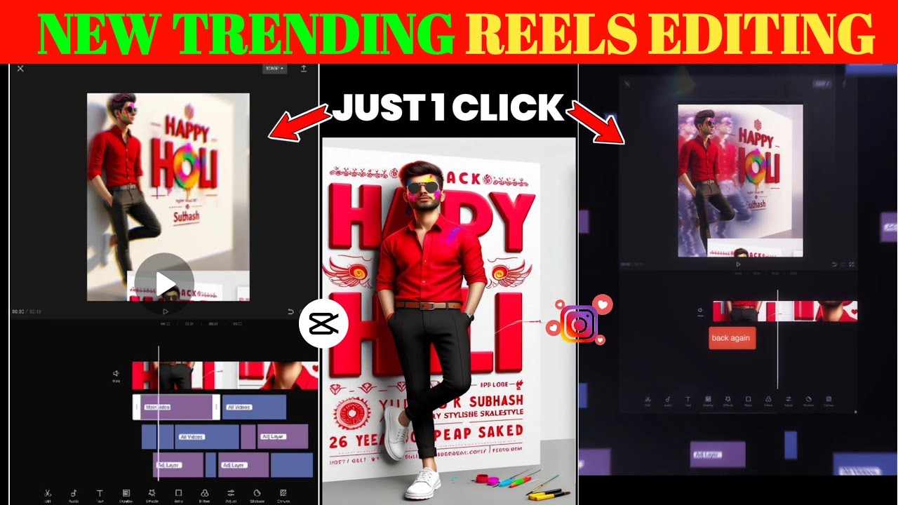 New Trending Reels Video Editing | Holi Trending Reels Video Editing ...