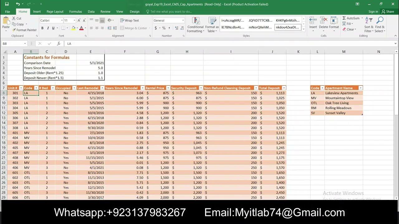 Exp19_Excel_Ch05_Cap_Apartments | Excel Chapter 5 Capstone – Appartments - YouTube