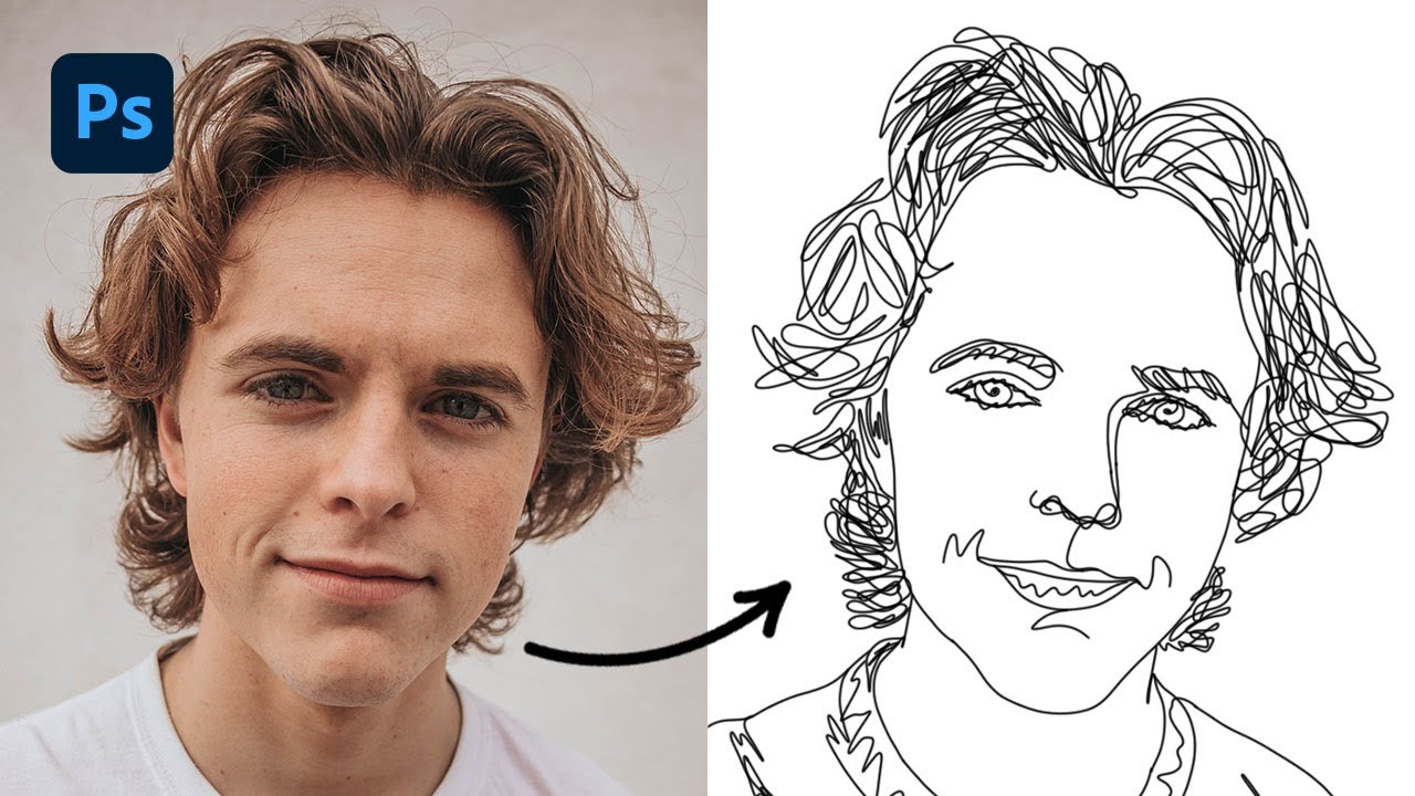 Tuto Photoshop : Line Art à Un Trait (Sans tablette graphique) - YouTube