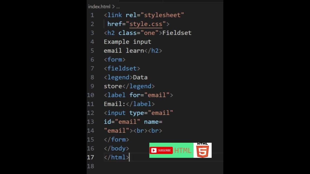 Html Fieldset Label Input Taype Email Learn Html Htmlcode Coading Coder Htmltutorial Html5