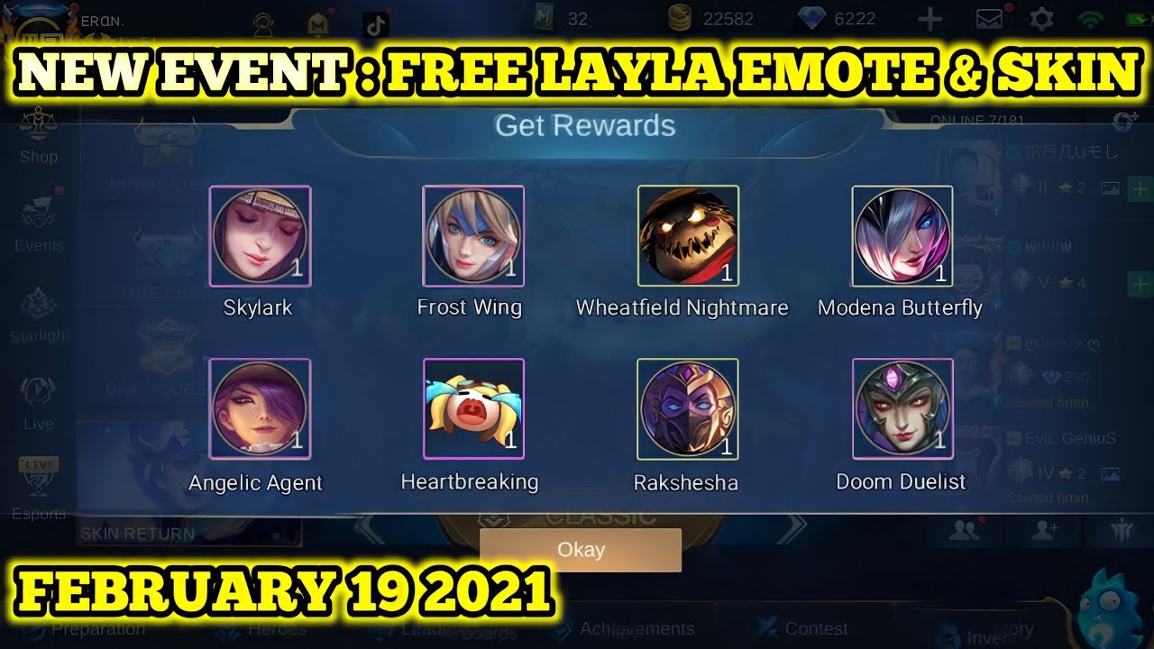 BIG EVENT MOBILE LEGENDS FREE ALL LAYLA EMOTE + SKIN FEBRUARY - MARCH ...