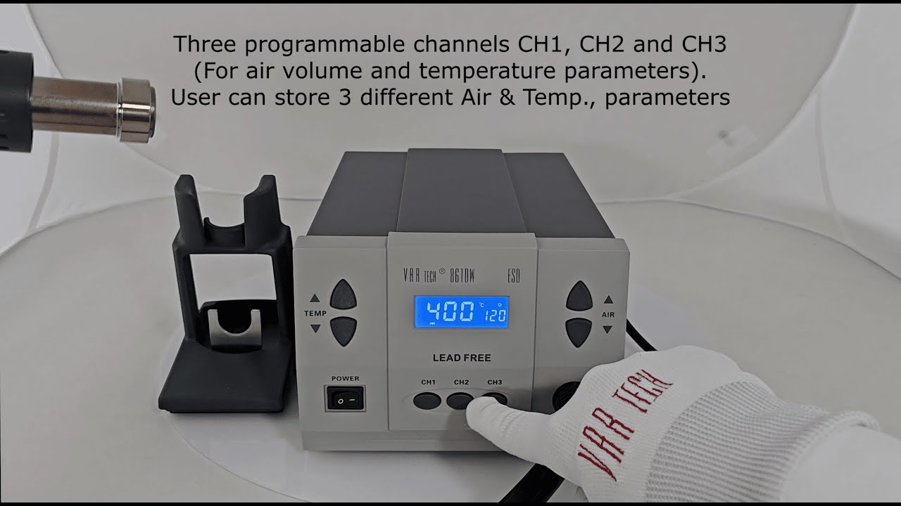 VAR TECH 861 DW SMD re-work station | 1000 W | Advanced system with 3 ...