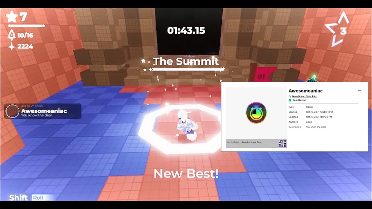 Awesomeaniac , 1:43.15 [Stars Align Engine Demo] [Roblox] - YouTube