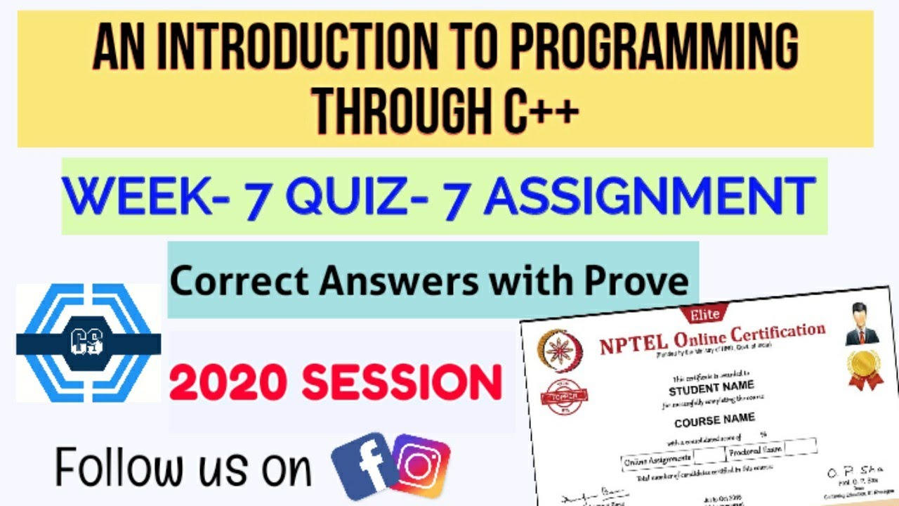 An Introduction To Programming Through C Week 7 Answers 2021 Nptel Youtube