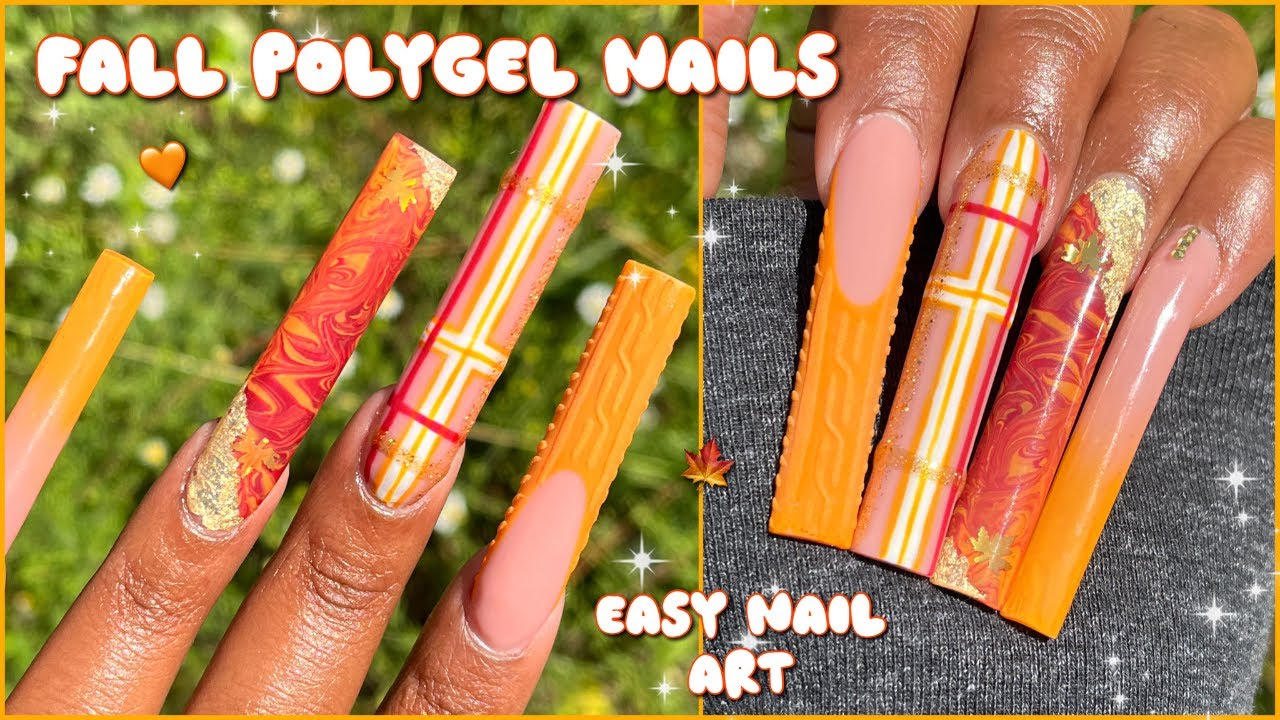 ORANGE FALL POLYGEL NAILS | NEW NAIL RESERVE GELS | EASY POLYGEL ...