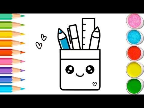 How to Draw a Cute Pen Holder | How to Draw a Pencil Stand for KIDS ...