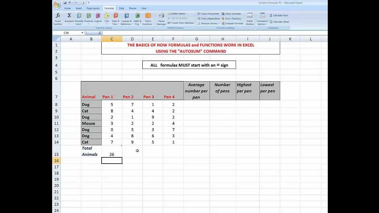 Beginners guide to how Excel handles Autosum functions - in bite-size chunks - YouTube