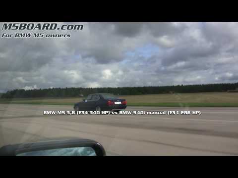 HD: BMW 540i 6-speed (E34 286 HP) vs BMW M5 3,8 (E34 340 HP) : M5BOARD.com