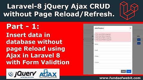 Laravel 8 jQuery Ajax CRUD without Page Reload/Refresh - YouTube