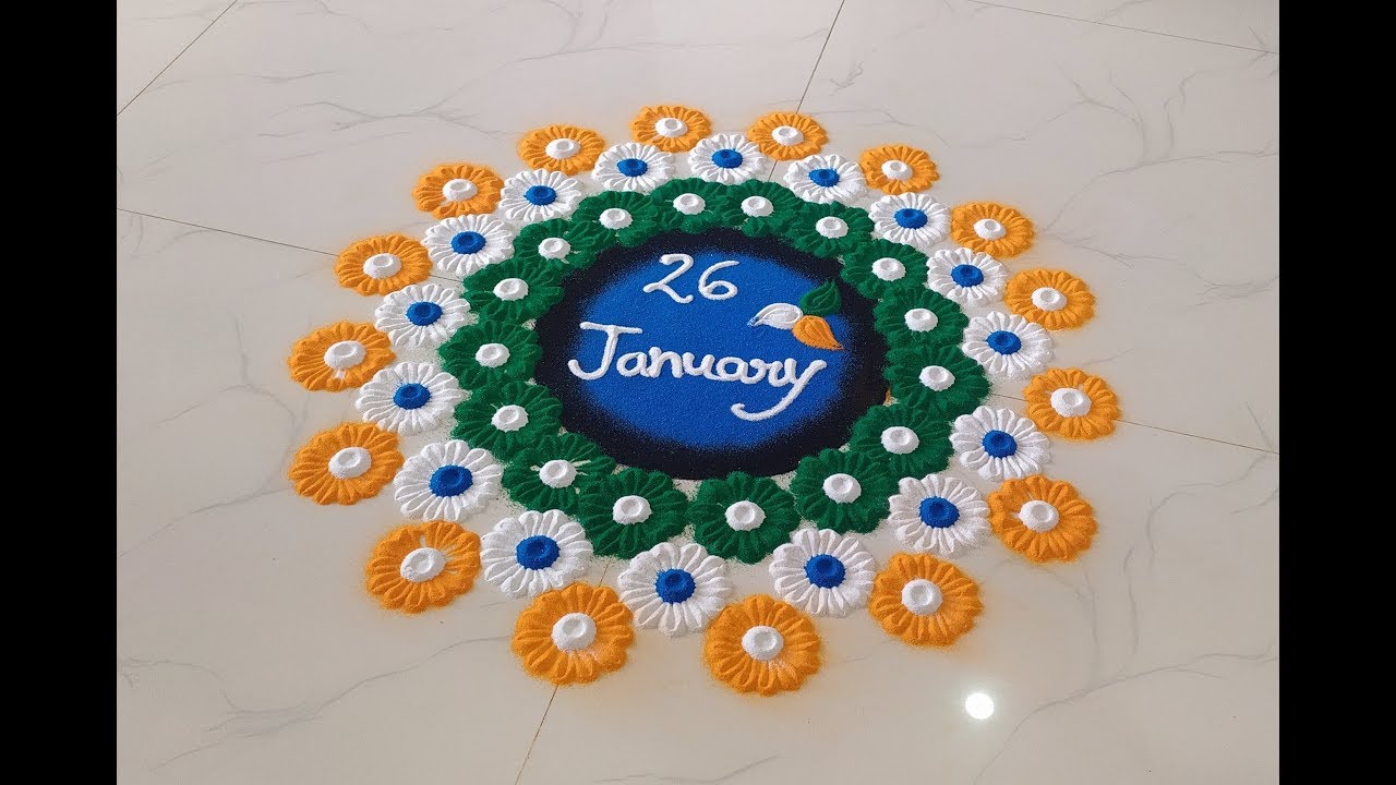 26 January special rangoli design/Republic Day special rangoli design ...