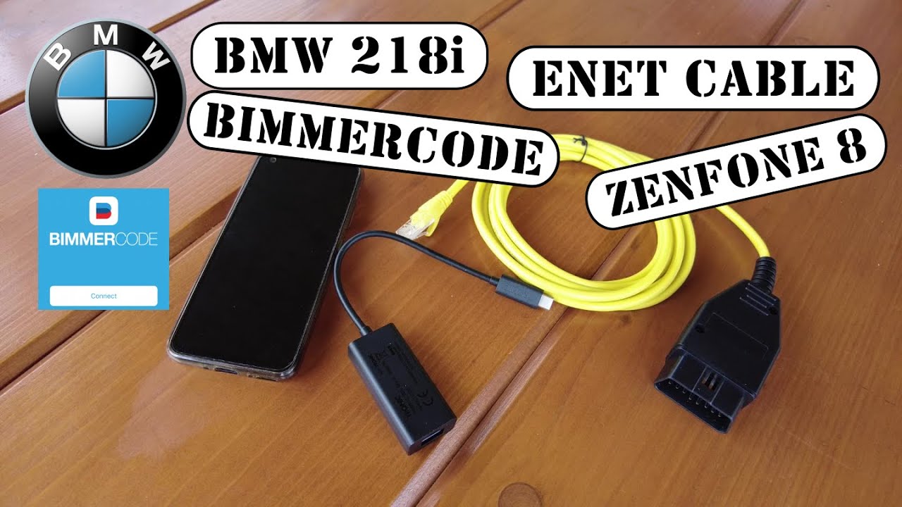 BimmerCode - Jak připojit BMW 218i E-sys Enet kabel a Zenfone 8? - YouTube