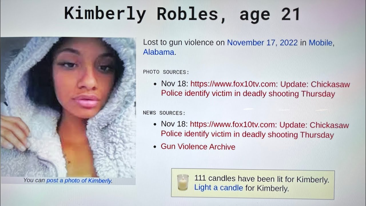 MOBILE, ALABAMA NOV 17, 2022, KIMBERLY ROBLES 21 SHOT MULTIPLE TIMES ...