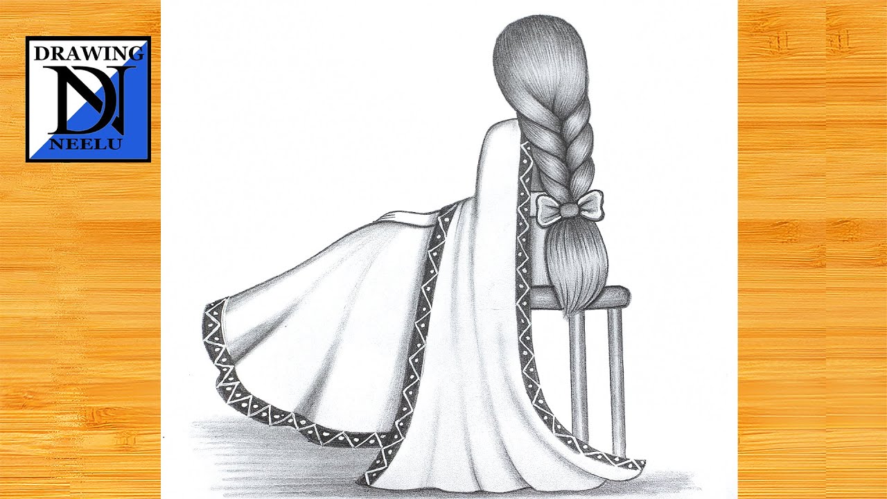 How to draw a easy sitting Girl backside -Drawing easy || Pencil sketch ...