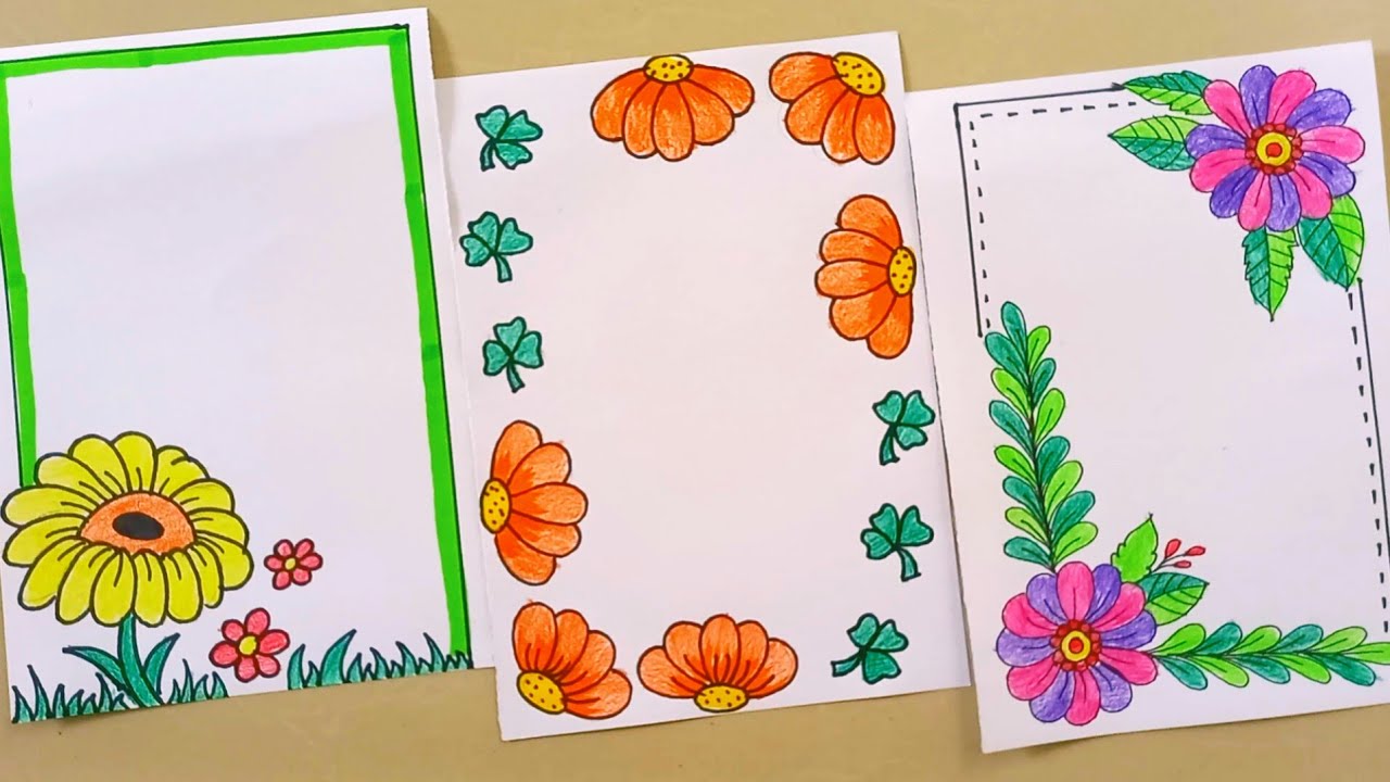 3 Easy project work design borders | Beautiful project border designs ...