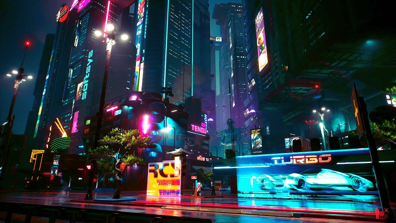 Cyberpunk 2077 Lively Night City Street Traffic Ambience - YouTube