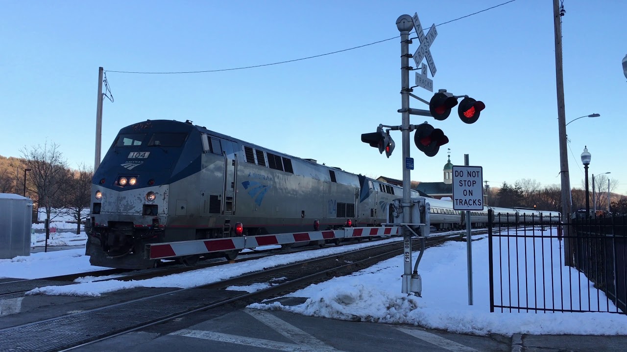 The Vermonter Amtrak Train 54 at White River Junction Vermont - YouTube