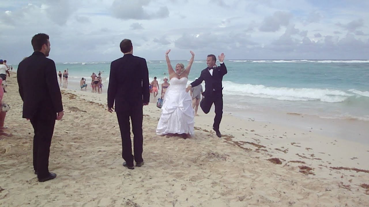 Punta Cana beach wedding photo shoot of well endowed bride almost ...