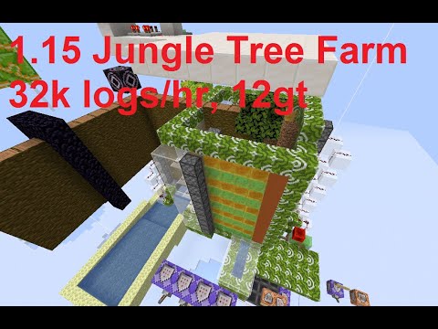 Minecraft 1.15 Fast Jungle Tree Farm (32k logs/hr, 12gt) using honey ...