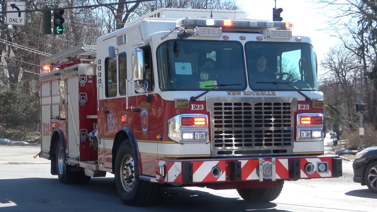 New Rochelle FD Engine 23 & New Rochelle EMS Ambulance 30A2 Responding ...
