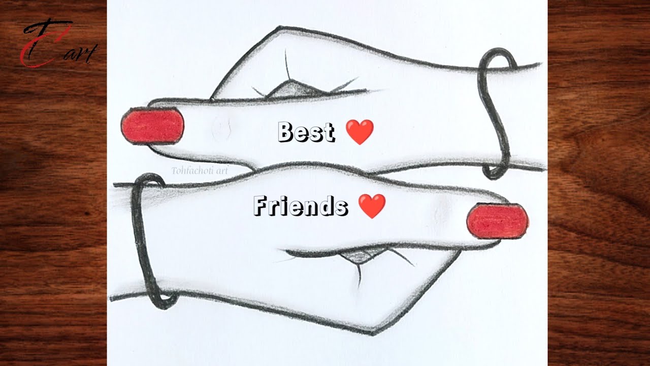 How To Draw A Best Friends Hand Easy Drawing || Easy Friendship Day ...