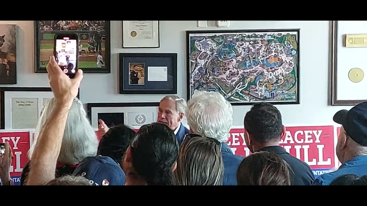 Governor Greg Abbott and Rep. Lacey Hull at Senate Avenue Brewing in ...