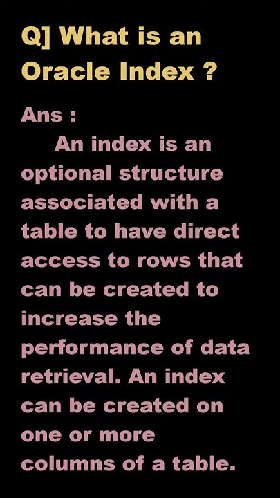 #shorts What is an Oracle Index? Interview question | Learnomate Technologies. - YouTube