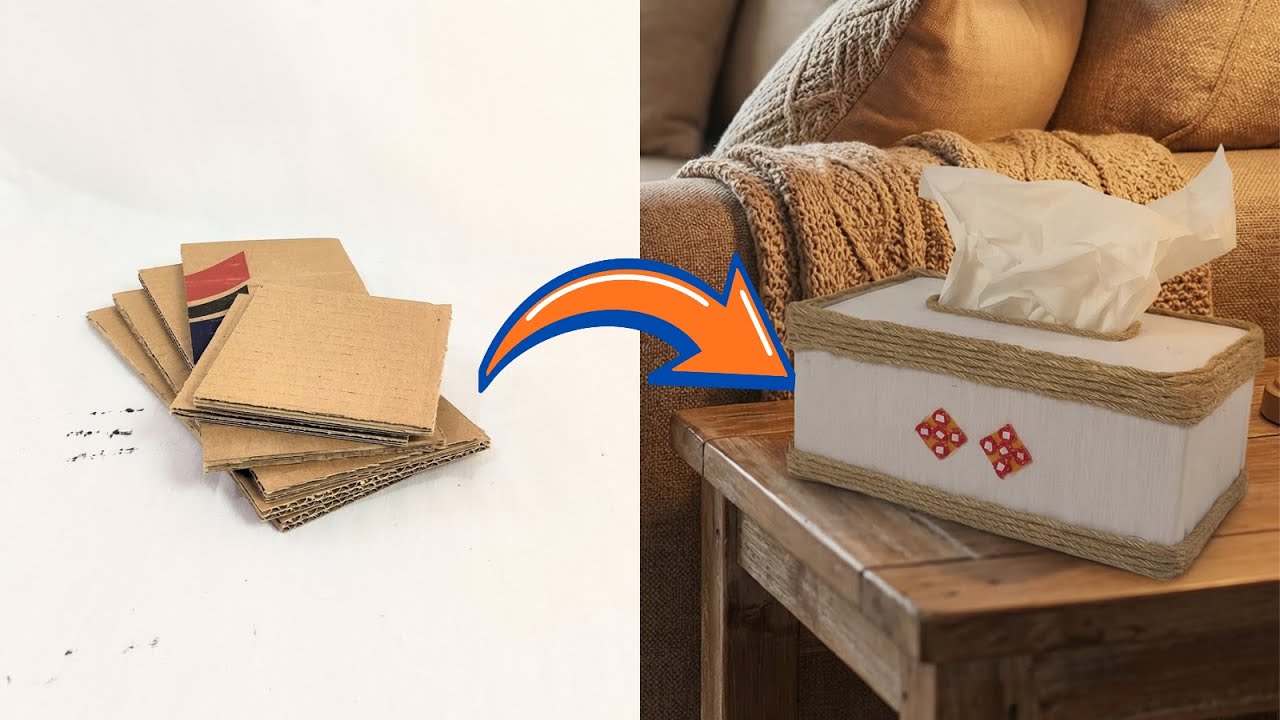 Make a tissue box for home decor with a few pieces of cardboard! 🖐 Make ...