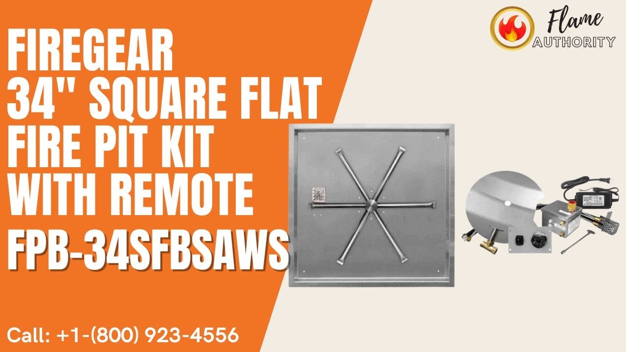 Firegear 34" Square Flat Fire Pit Kit with Remote FPB-34SFBSAWS - YouTube