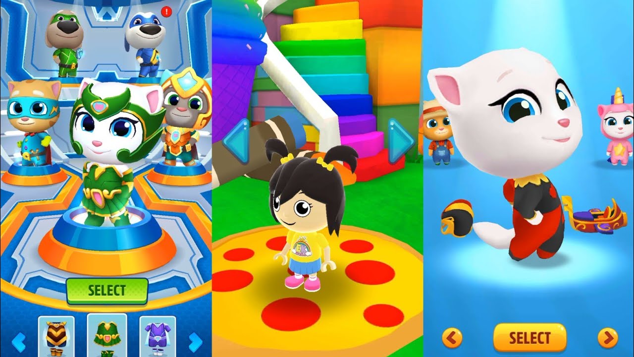 Tag With Ryan Vs Talking Tom Gold Run Carnival Angela Vs Tom Hero Dash ...