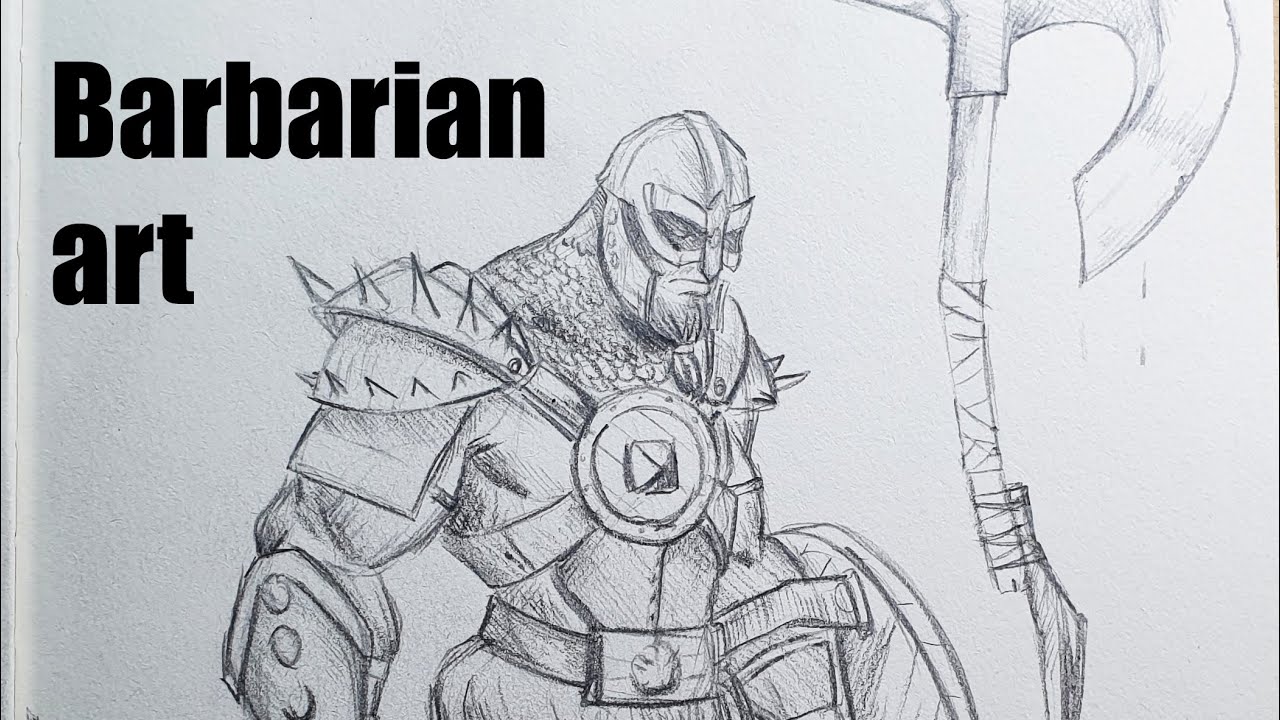BARBARIAN. Brutall warior art. (speed pencil draw) - YouTube