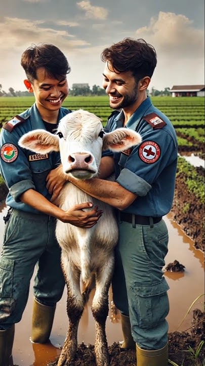 Maktoub (Edit) | The rescue team finally saves the cow | #aiviralshorts #cowsave #rescueteam ...