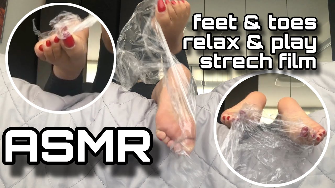 ASMR relax & play a stretch film with feet and toes. - YouTube