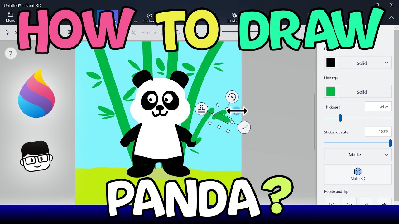 How to draw Panda in Microsoft Paint 3D | Digital Art for Kids | DIY ...