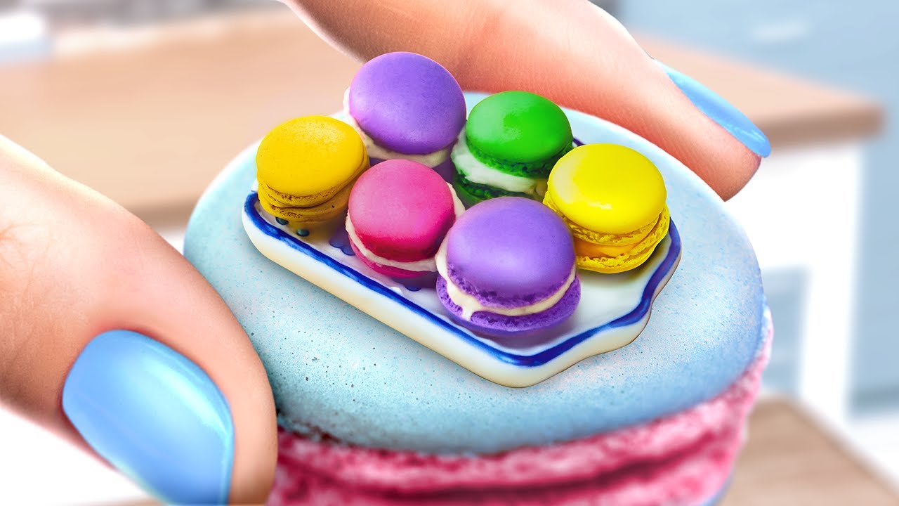 How To Make Miniature Italian Macaroons | Delicious Tiny Rainbow Dessert - YouTube